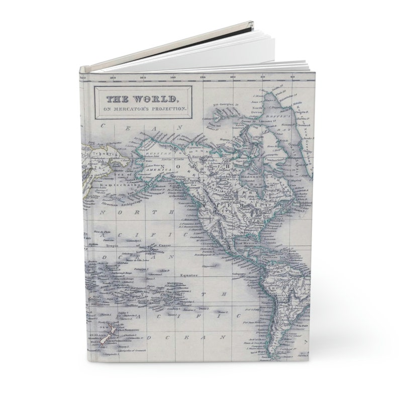 Vintage 1840 World Map Projection Hardcover Journal - Matte Notebook ...