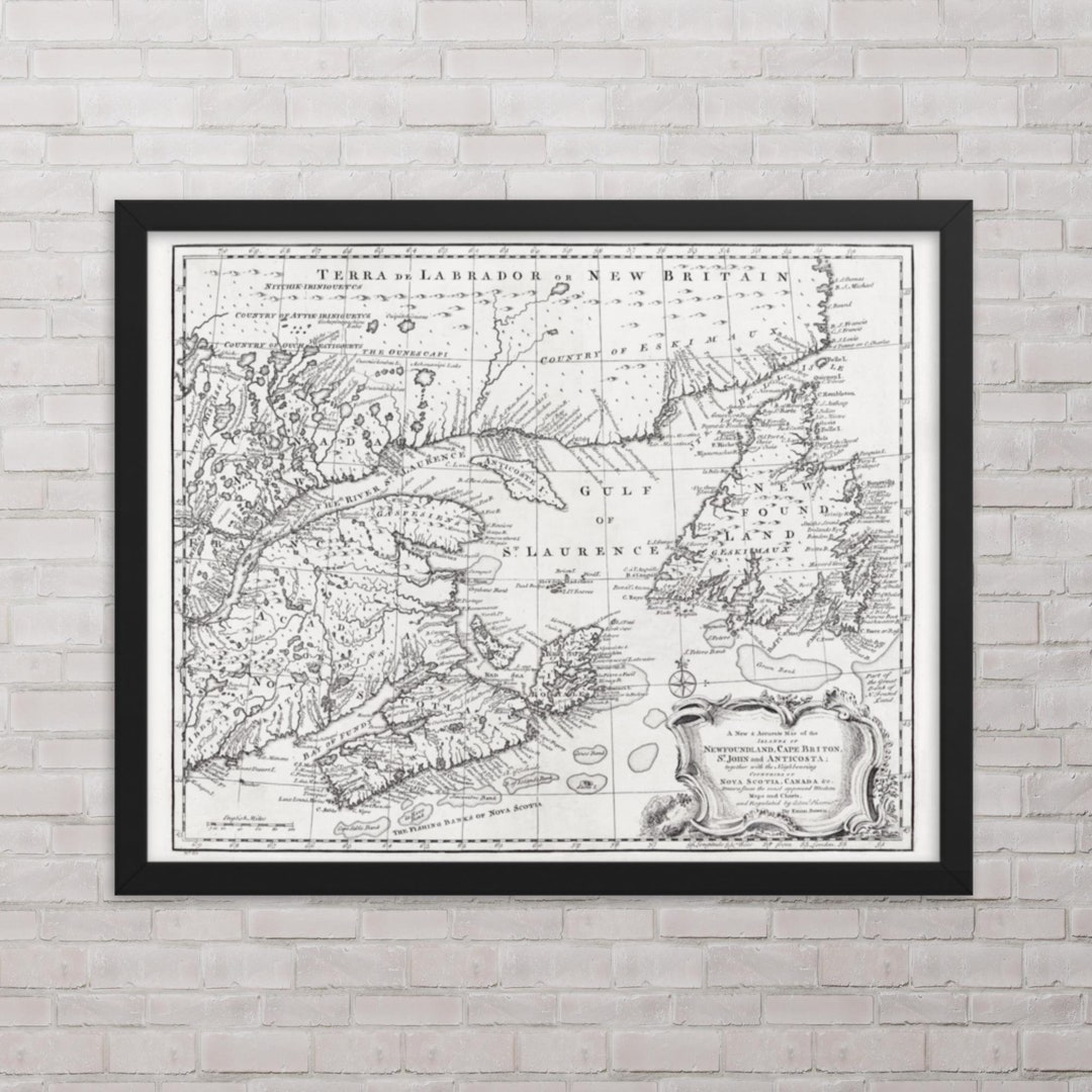 Newfoundland Map: Vintage 1752 Newfoundland Map Print – Antique ...