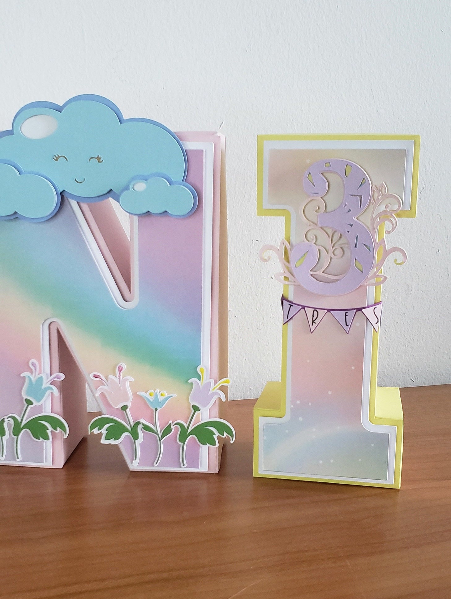 Pastel Rainbow 3D Letters, Rainbow Decor, Pastel Rainbow Numbers ...