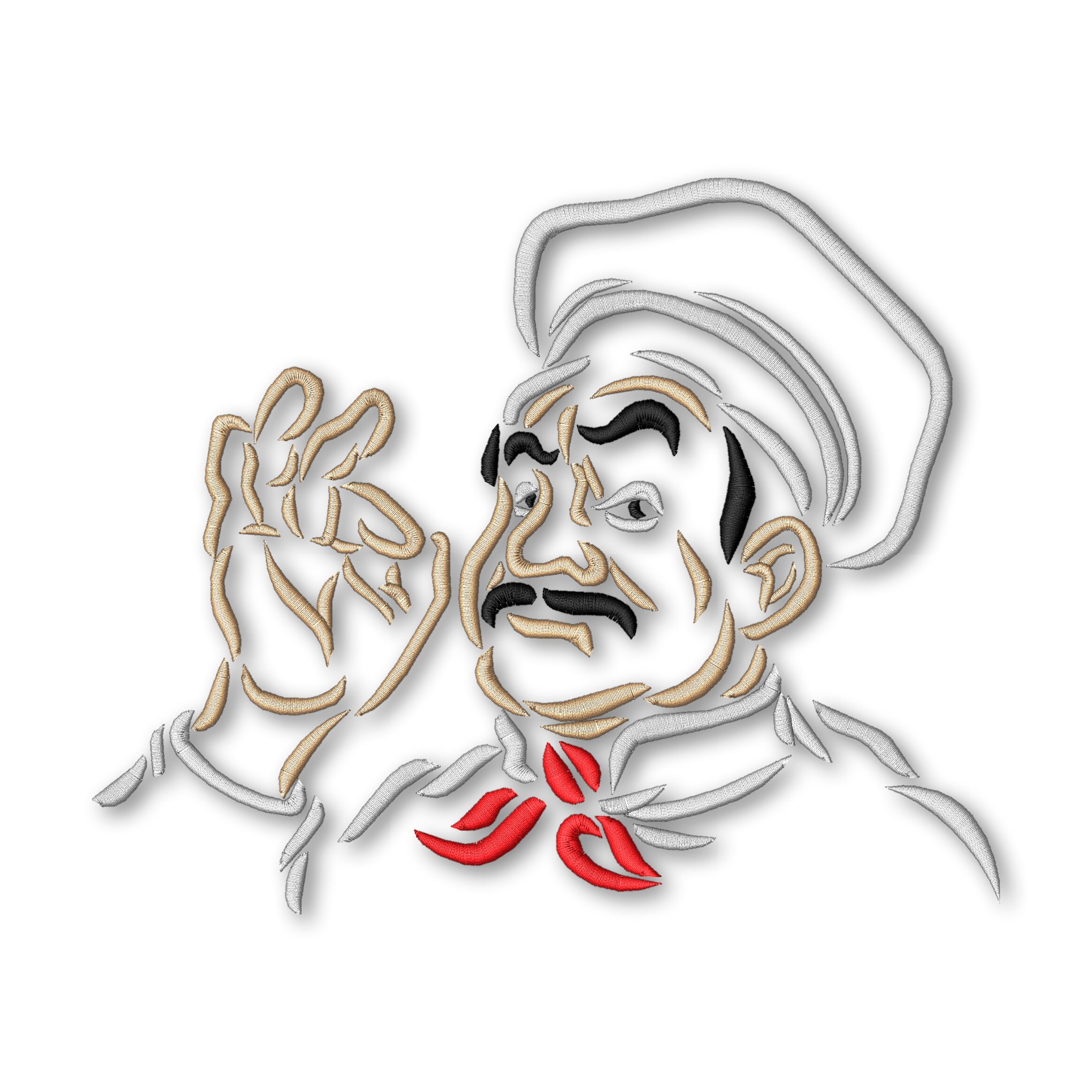 Chef Sketch Embroidery Machine Design Instant Download Digital - Etsy