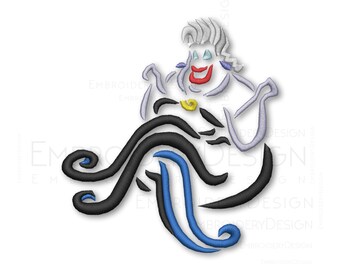 The Little Mermaid Ursula Face Sketch Embroidery Machine Design Pes ...
