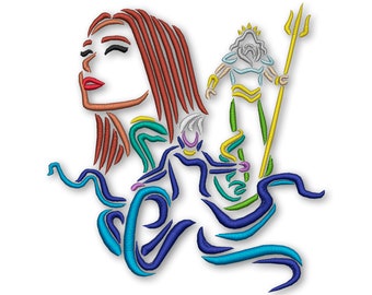 The Little Mermaid Ursula Face Sketch Embroidery Machine Design Pes ...