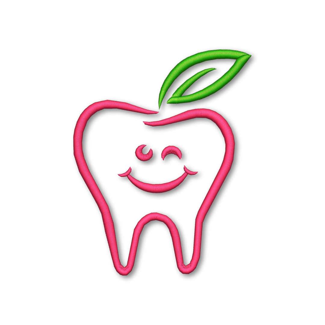 Happy Apple Tooth Embroidery Machine Design Instant Download Digital ...