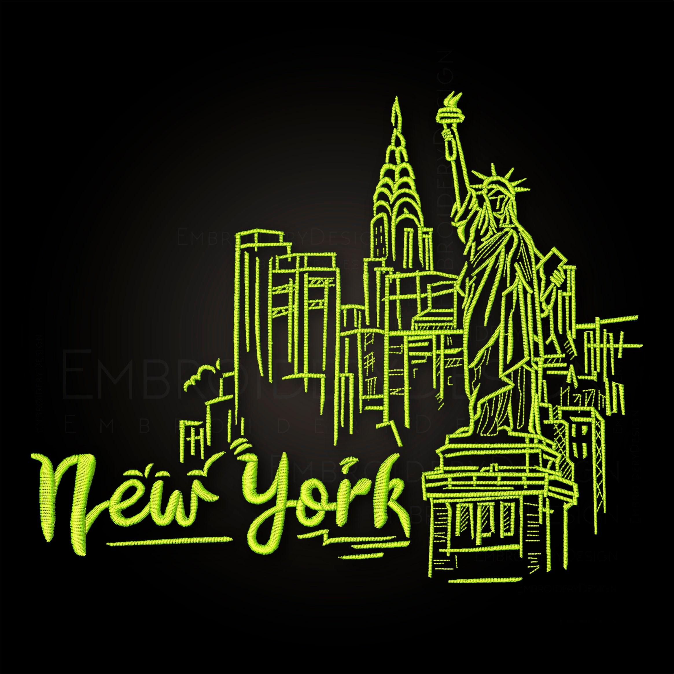 New York City Embroidery Design Instant Download Digital File - Etsy