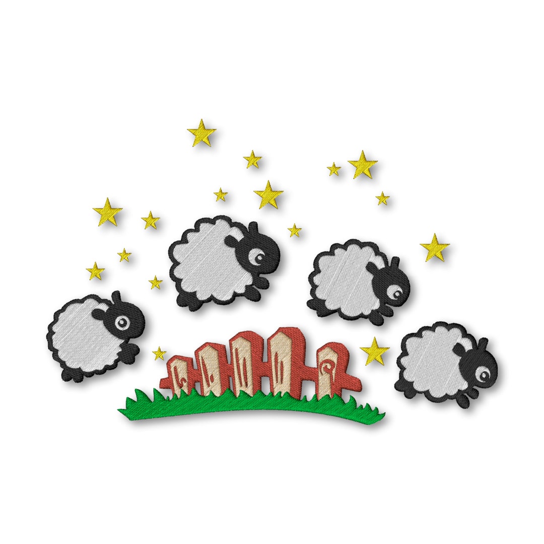 Counting Sheep Embroidery Design Instant Download Digital File - Etsy