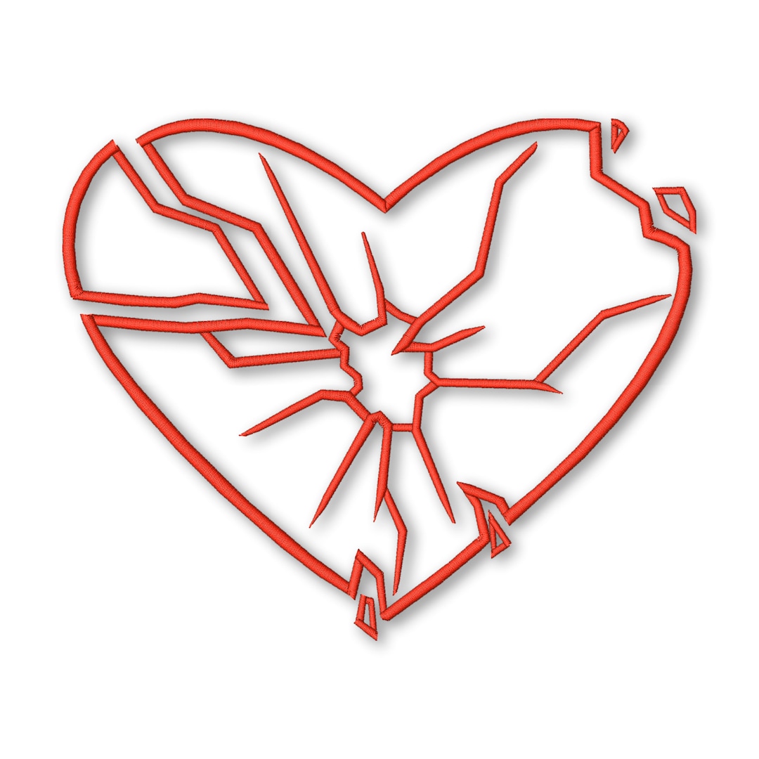 Broken Heart Embroidery Design Instant Download Digital File - Etsy