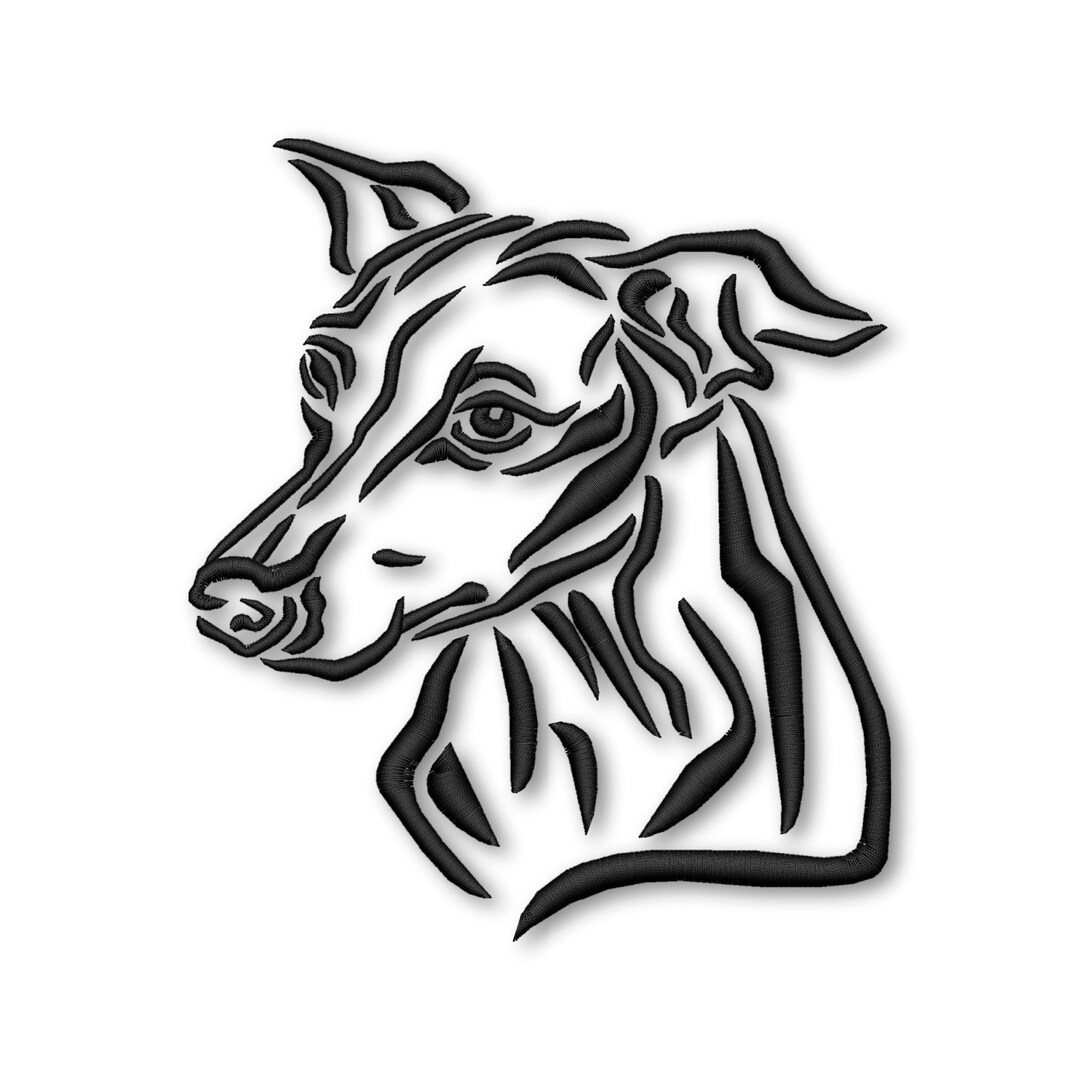 Dog Portrait Italian Greyhound Embroidery Machine Design Instant ...