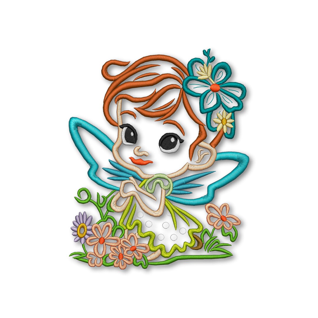 Cute Fairy With Flowers Magic Fairy V6 Embroidery Machine Design ...