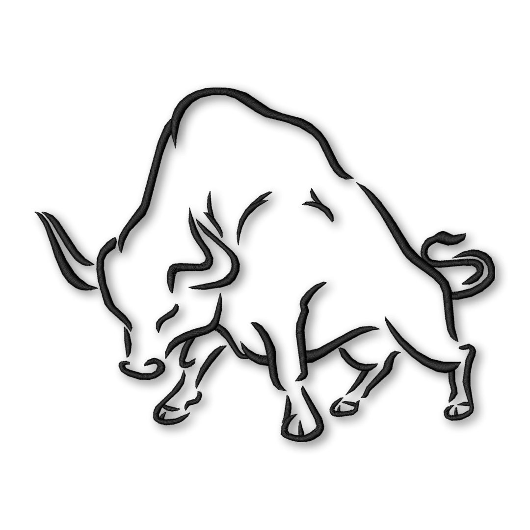 Bull Sketch Embroidery Machine Design Instant Download Digital File PES ...