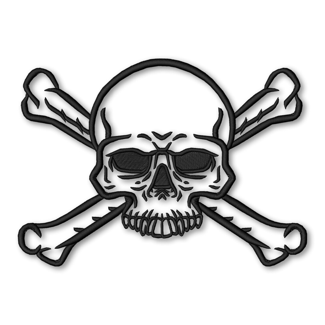 Skull and Crossbones Embroidery Machine Design Instant Download Digital ...