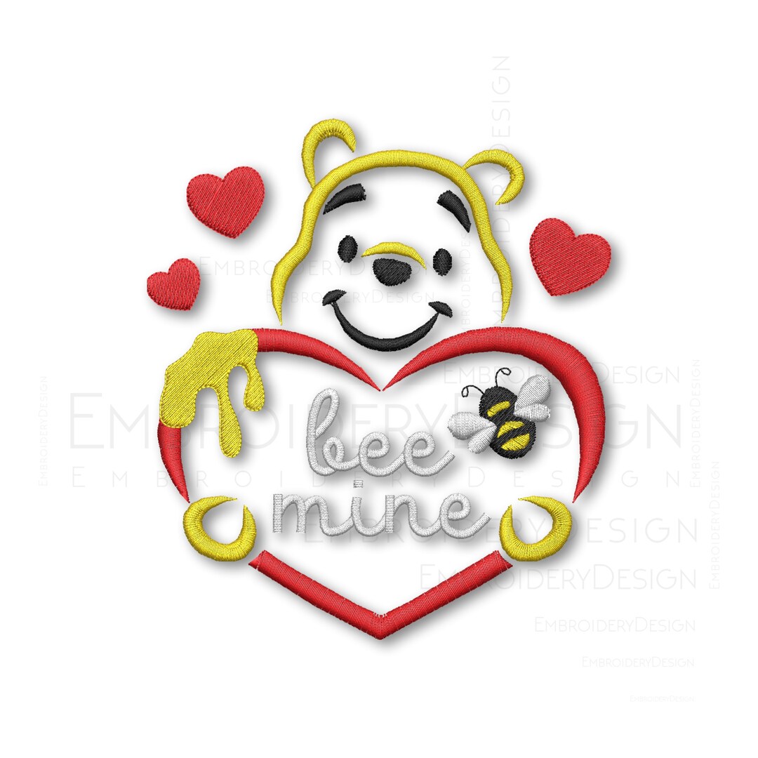 Bear Bee Mine Heart Embroidery Machine Design Instant Download Digital ...