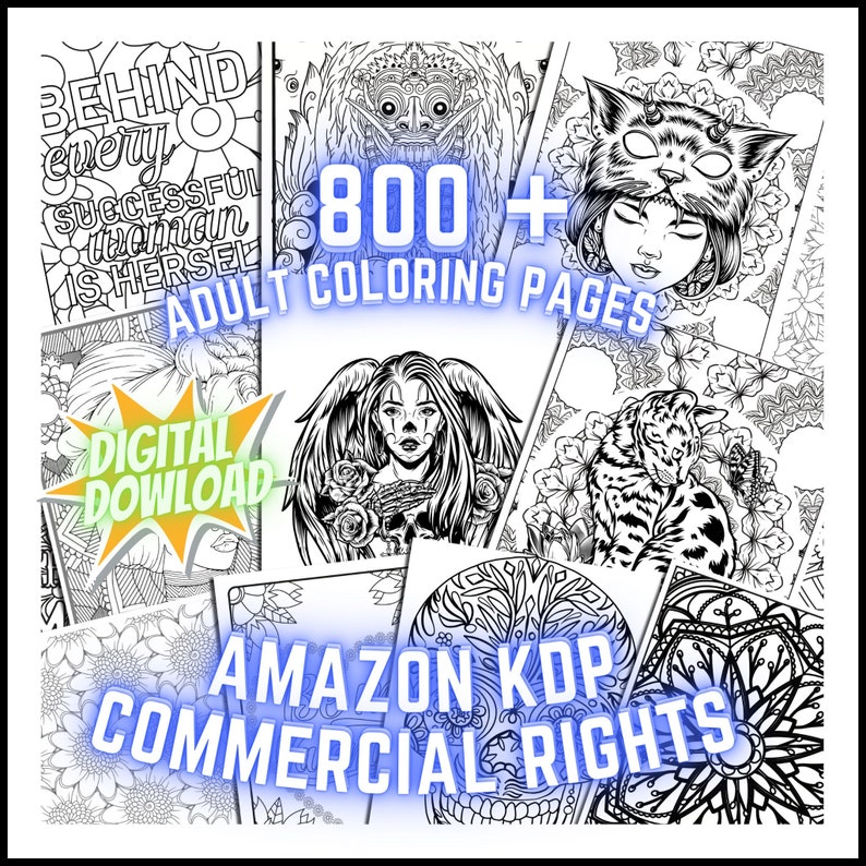 Amazon KDP Interior Adult Coloring Pages Bundle | 800+ Pages for ...