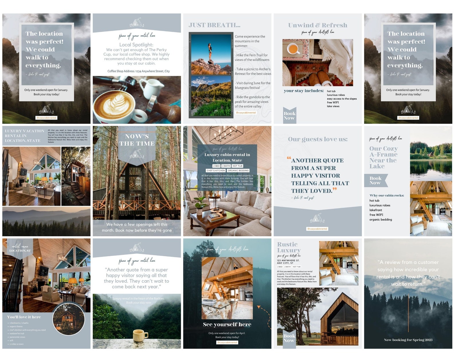 Luxury Cabin and Lake Rental Property Instagram Posts and Stories ...