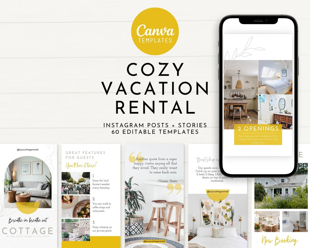Cozy House Vacation Rental Social Media Templates | Airbnb Instagram ...