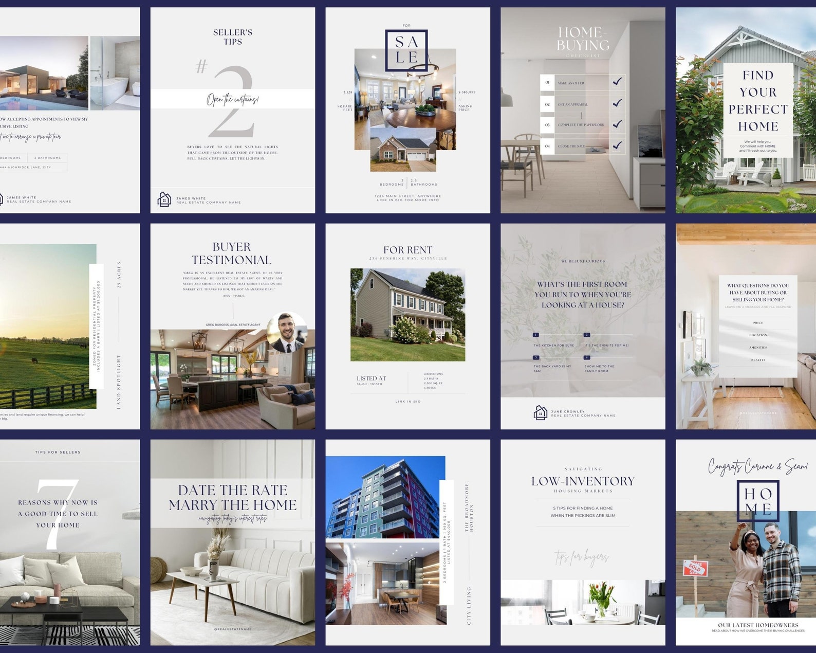 Modern Real Estate Instagram Bundle | Animated Property Posts & Stories ...