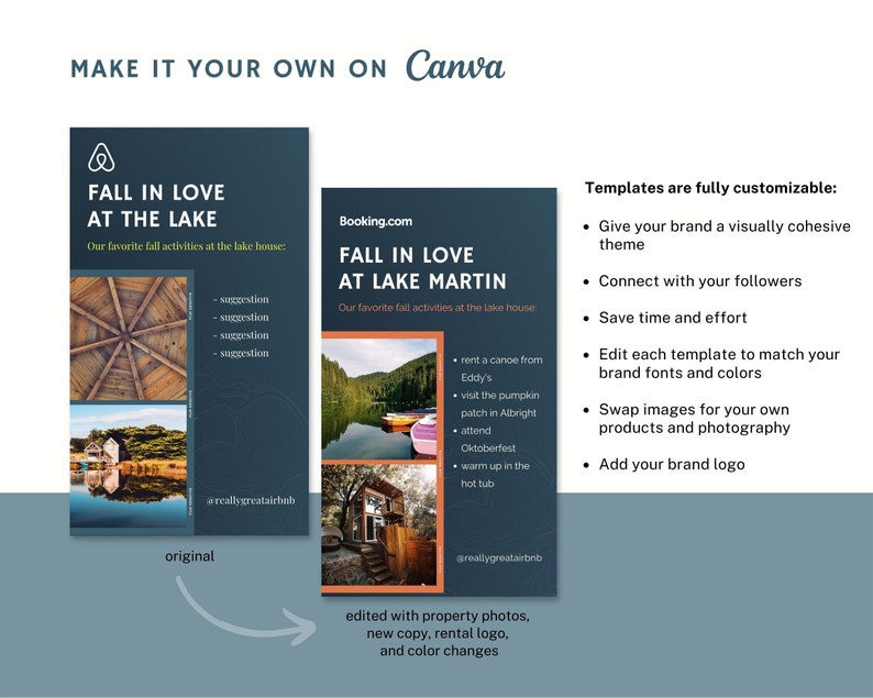 Modern Cabin Airbnb Social Media Template Bundle | Lake Vacation Rental ...