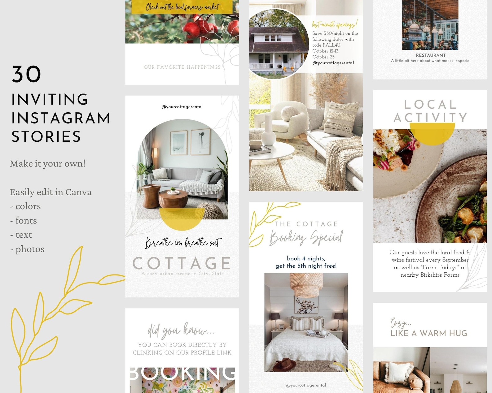Cozy House Vacation Rental Social Media Templates Airbnb Instagram ...