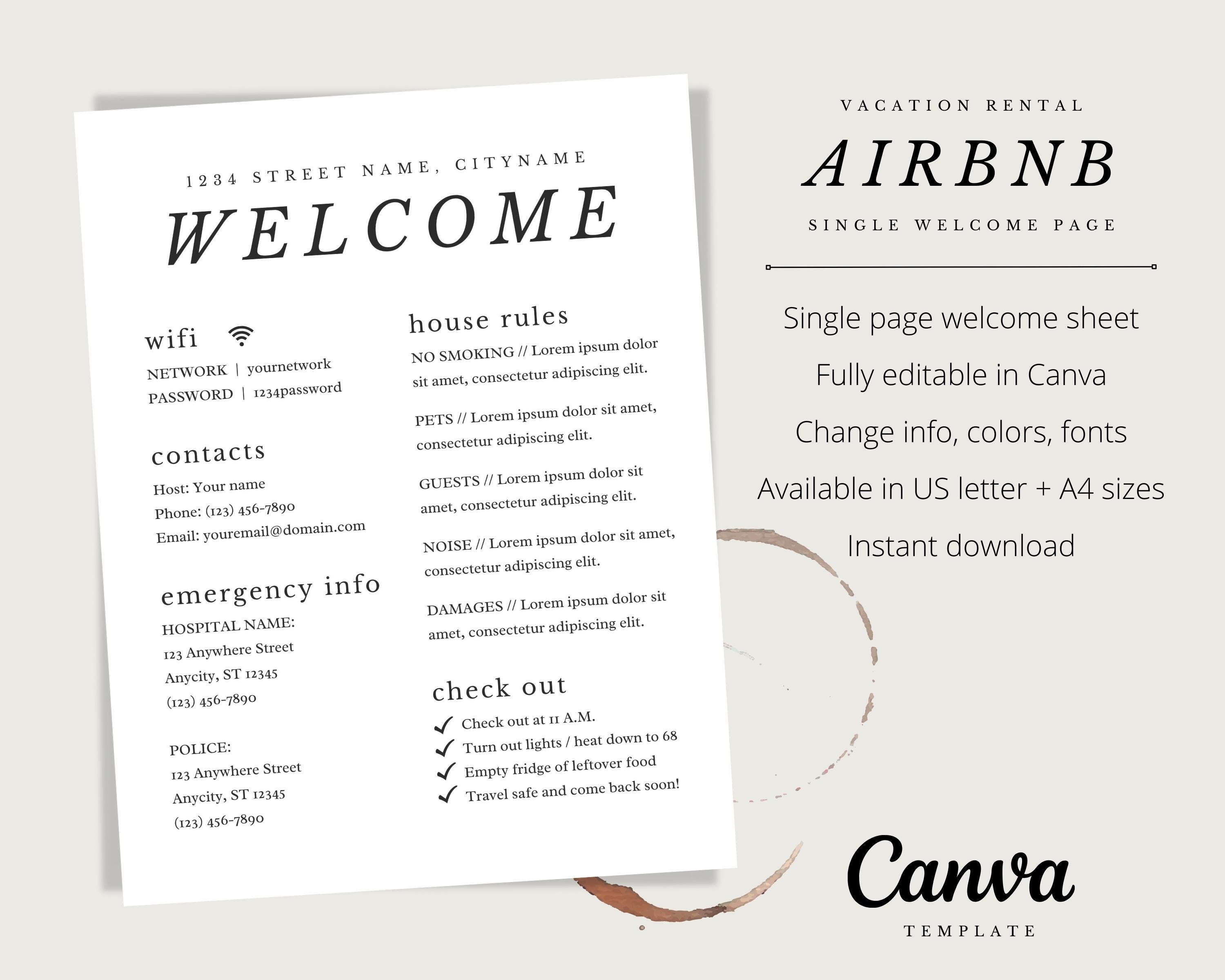 Airbnb Welcome Sign | Canva Template | Editable Guest Arrival Poster ...