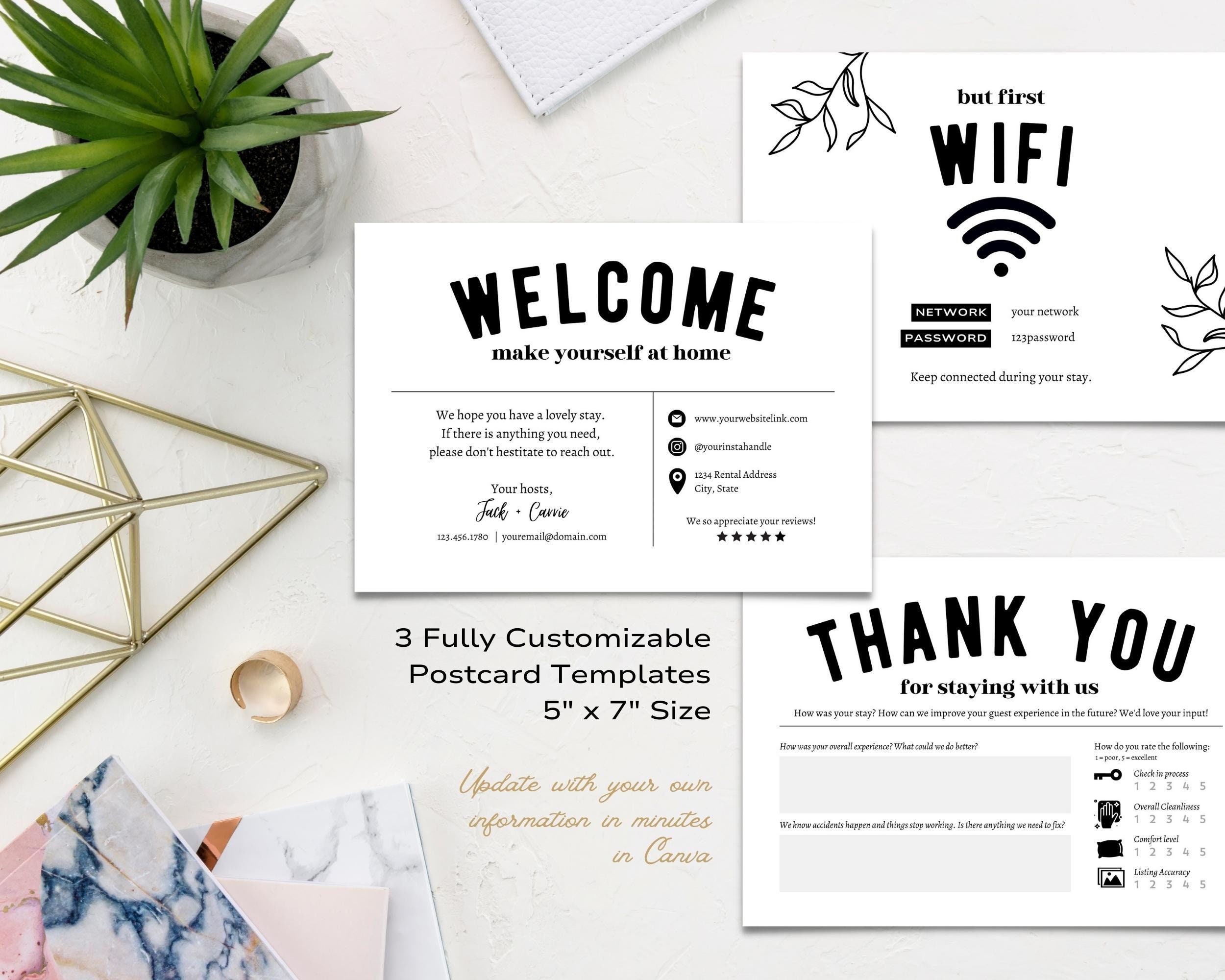 Printable Airbnb Host Postcards for Guest | Vacation Rental Welcome ...
