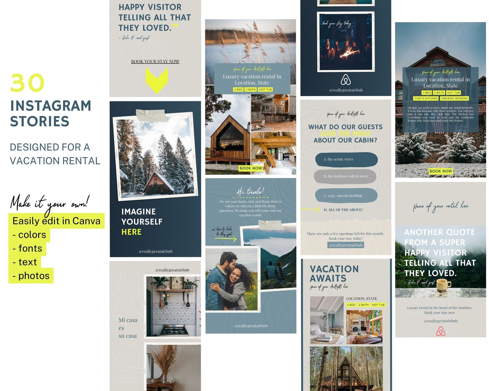 Lake House Cabin Airbnb Social Media Bundle | Instagram Posts and ...