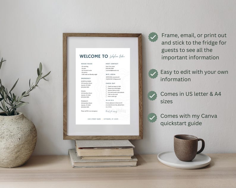 Cabin One Page Welcome Sheet | Airbnb Welcome Page | Guest House Rules ...