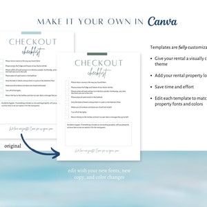 Beach Coastal Checkout Checklist | Canva Template for Vacation Rentals ...