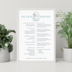 Beach House Welcome Book Template for Canva | Vacation Rental Info Book ...