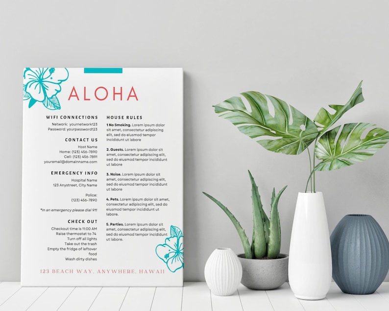 Aloha Beach Vacation Rental Welcome Book Hawaii Airbnb Edit in Canva ...
