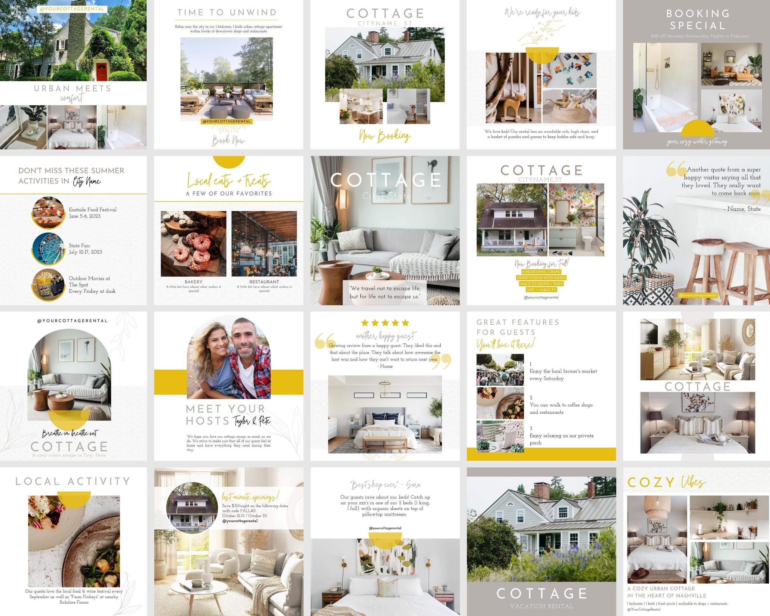 Cozy House Vacation Rental Social Media Templates | Airbnb Instagram ...