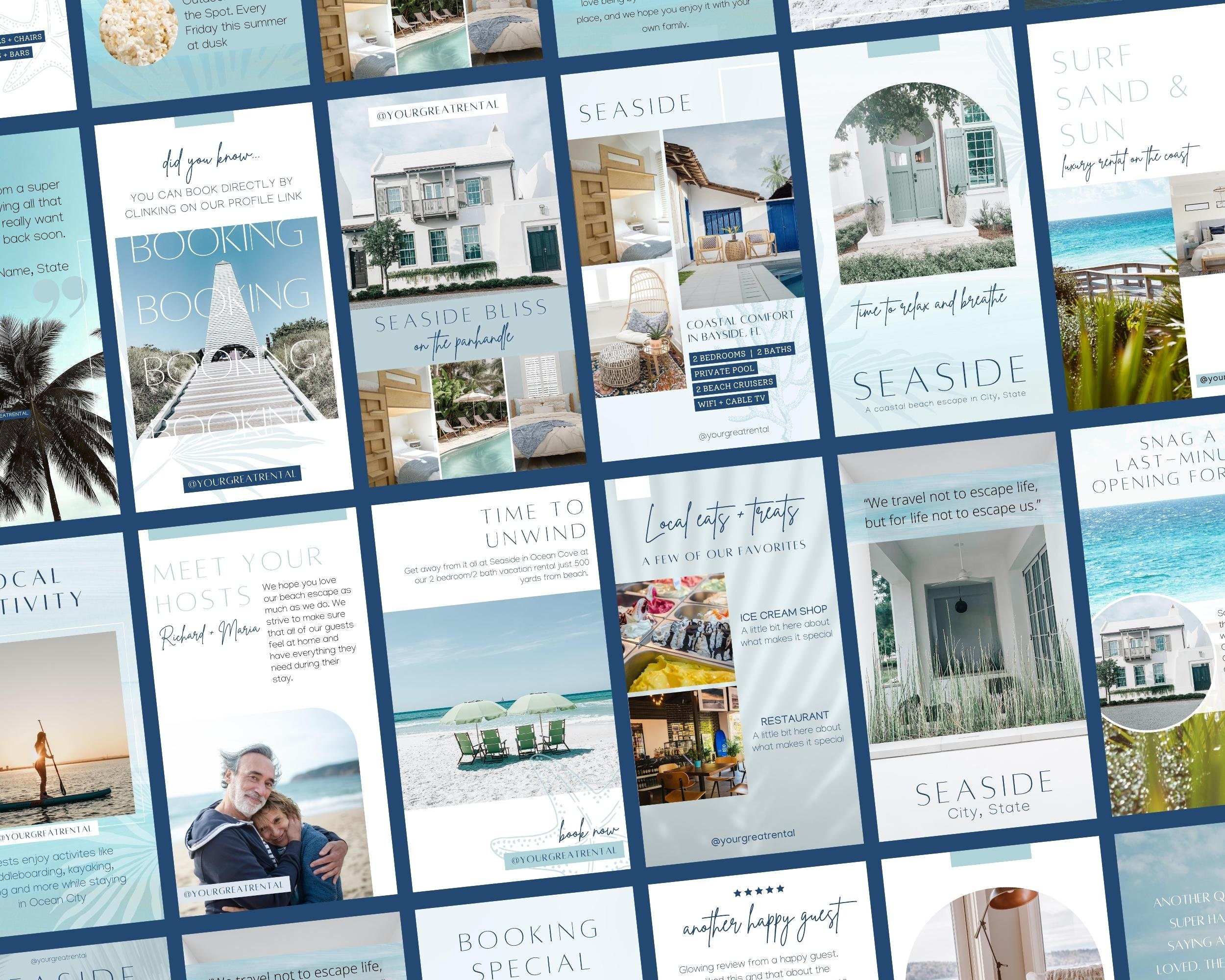 Coastal Beach House Social Media Templates | Beach Vacation Rental ...