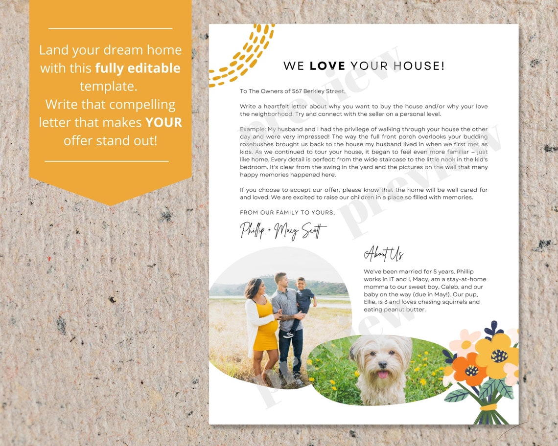 Friendly I Love Your Home Letter to Seller | Home Real Estate Proposal ...