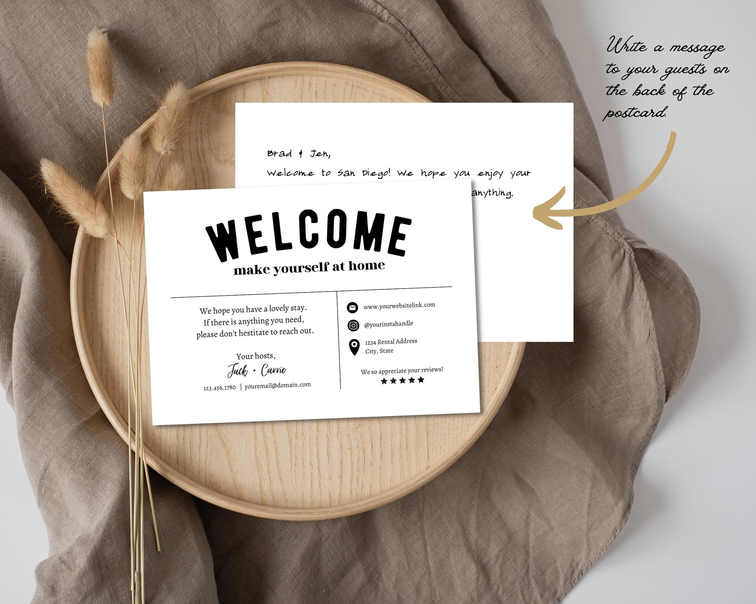 Printable Airbnb Host Postcards for Guest | Vacation Rental Welcome ...