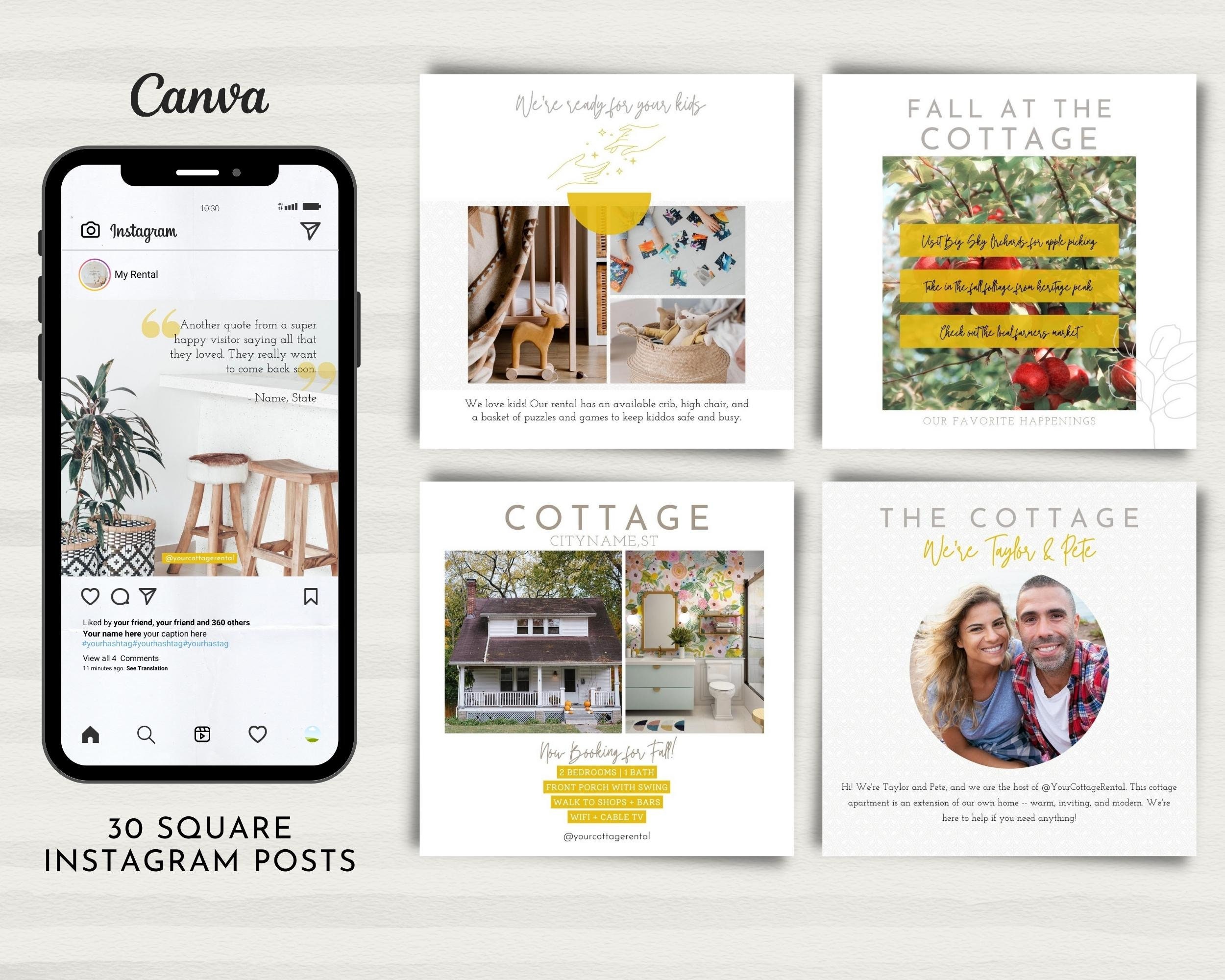 Cozy House Vacation Rental Social Media Templates Airbnb Instagram ...