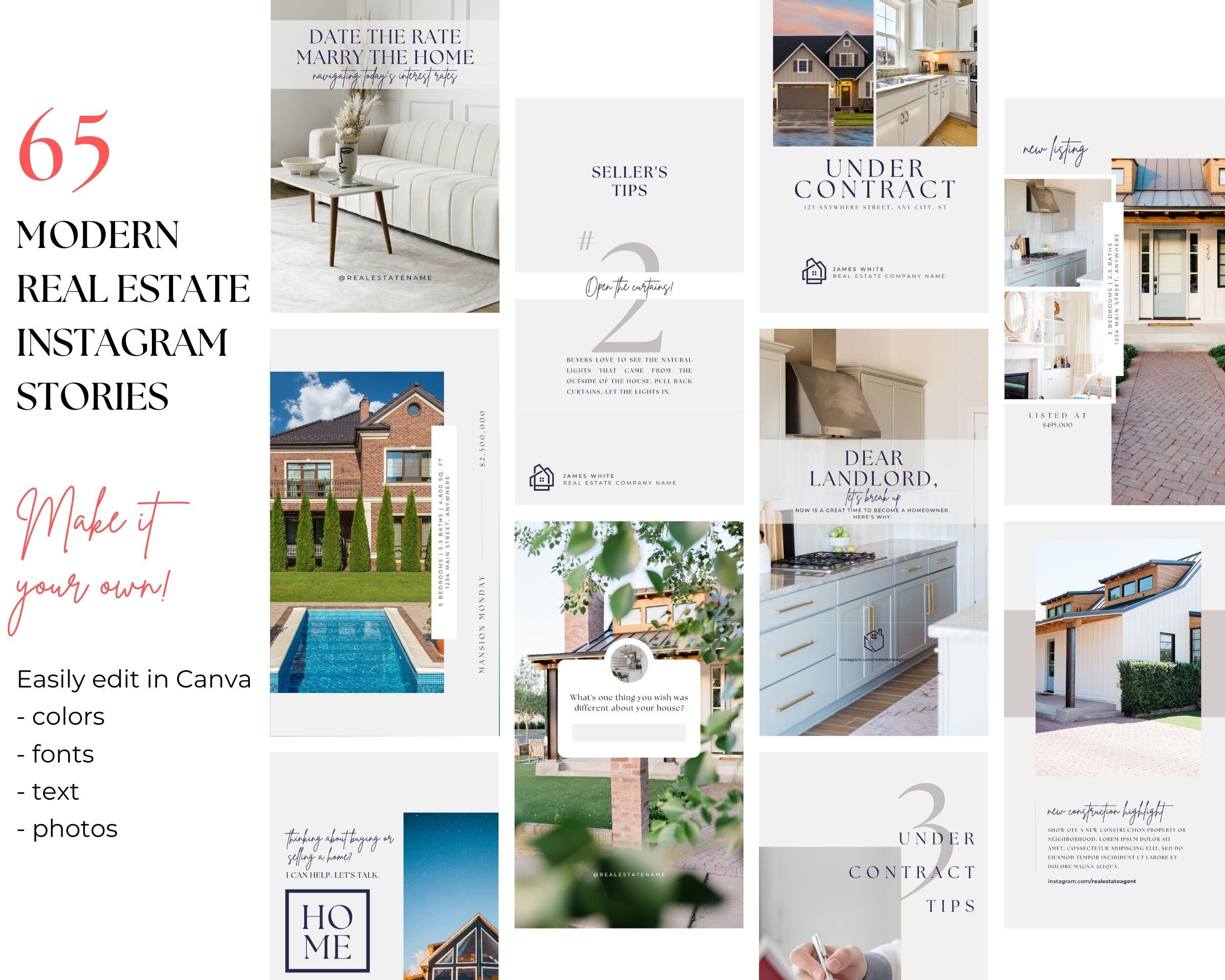 Modern Real Estate Instagram Bundle | Animated Property Posts & Stories ...