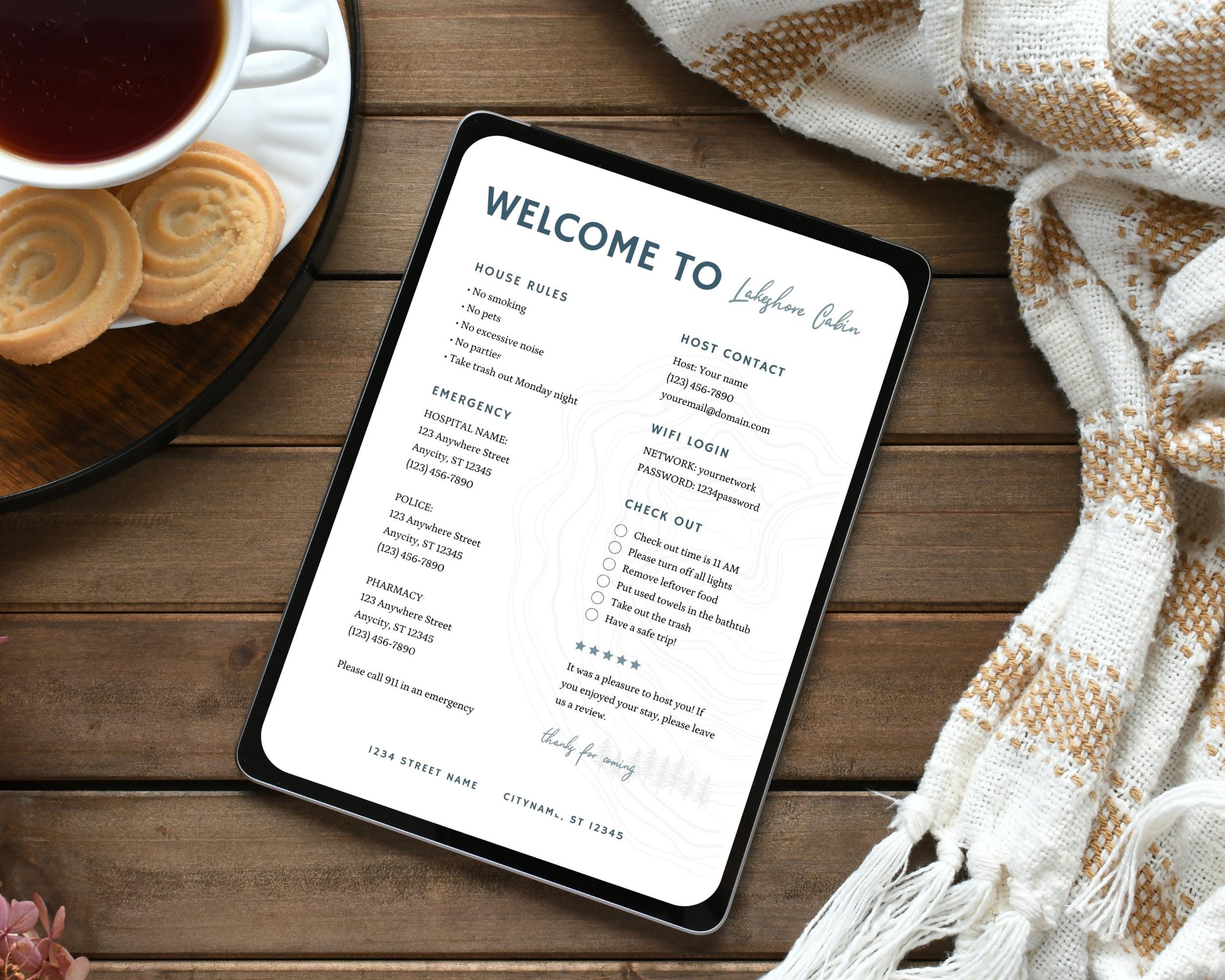 Cabin One Page Welcome Sheet | Airbnb Welcome Page | Guest House Rules ...