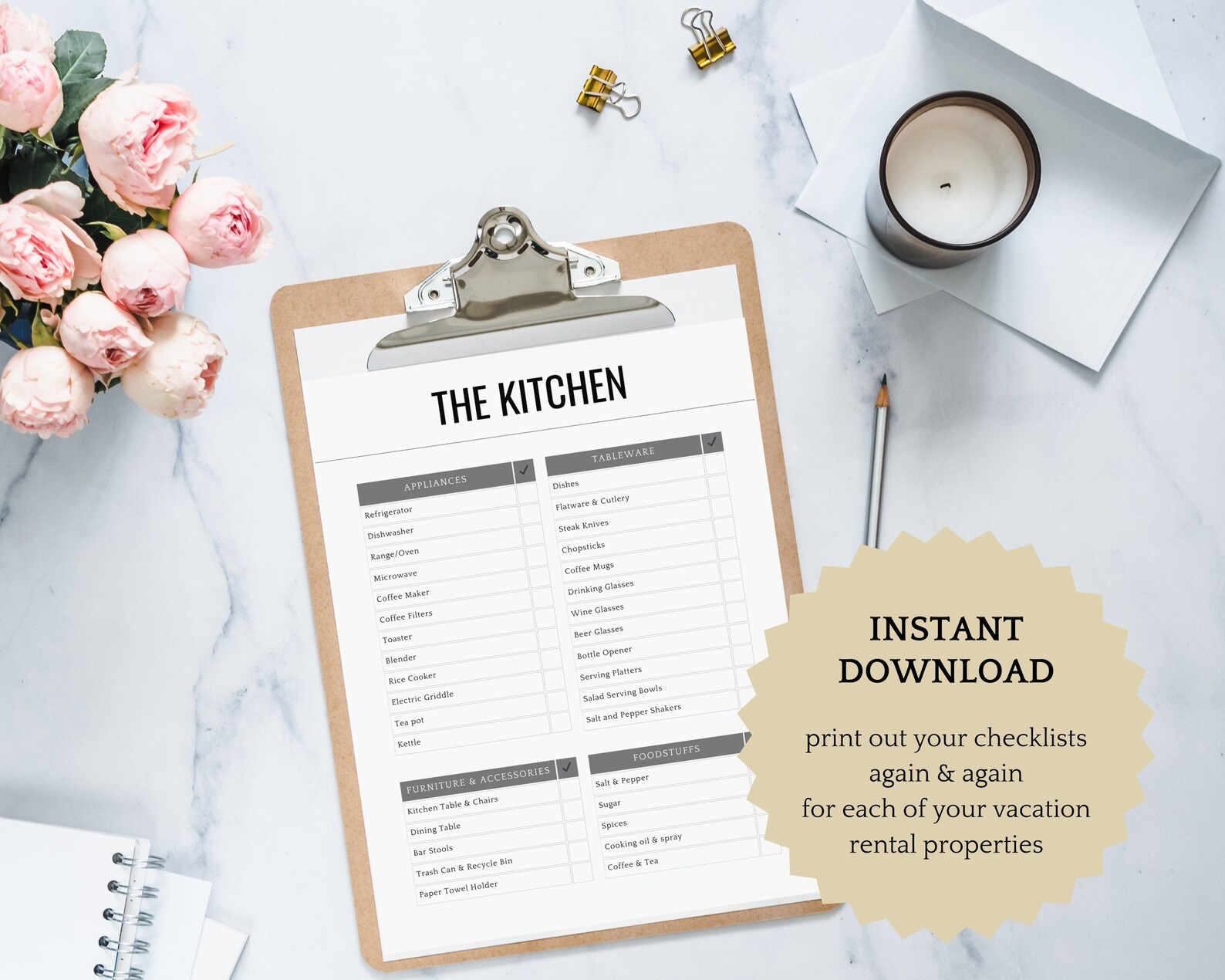 Short Term Rental Inventory Checklist | Airbnb VRBO Supply Lists ...