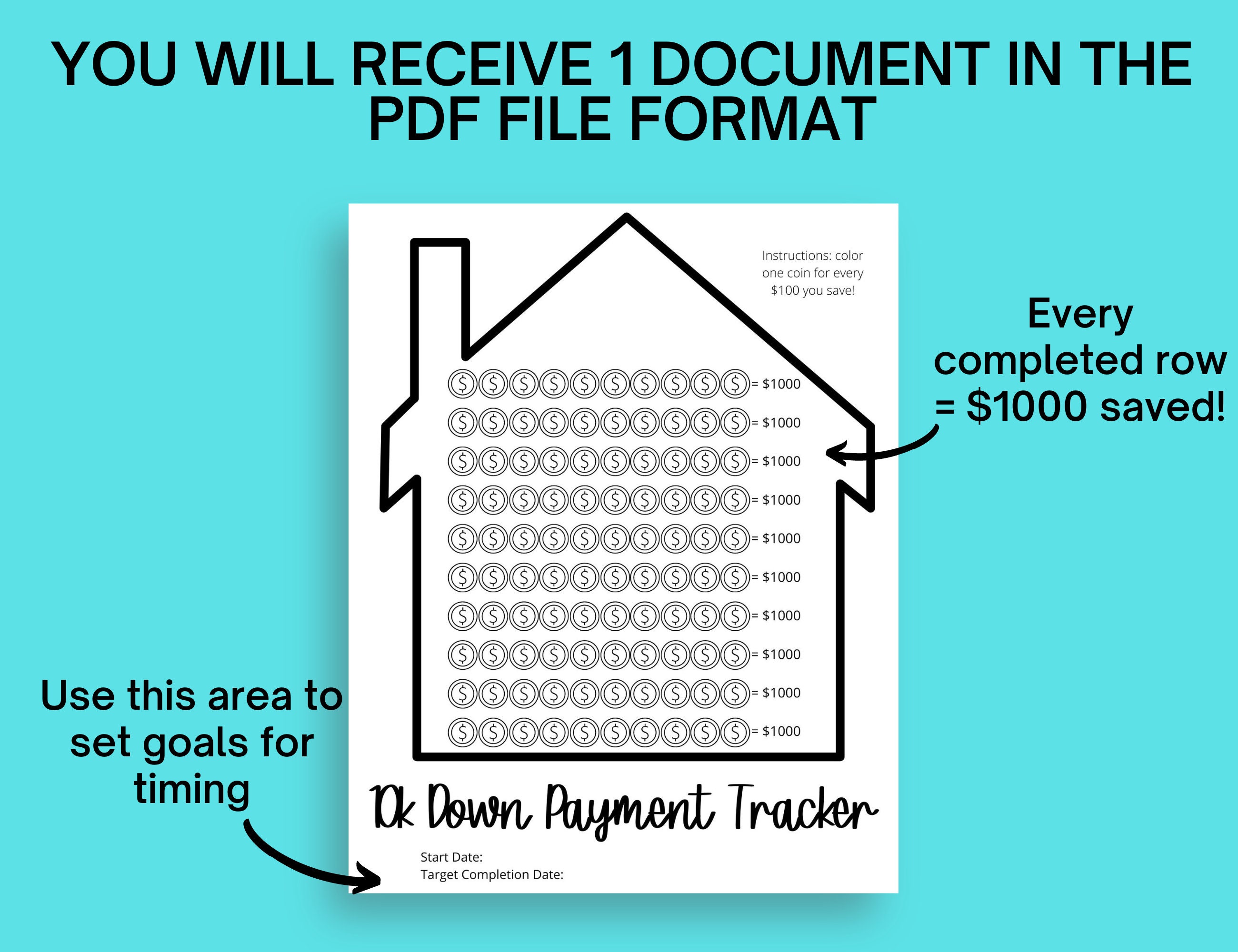 10k House Savings Tracker - Etsy