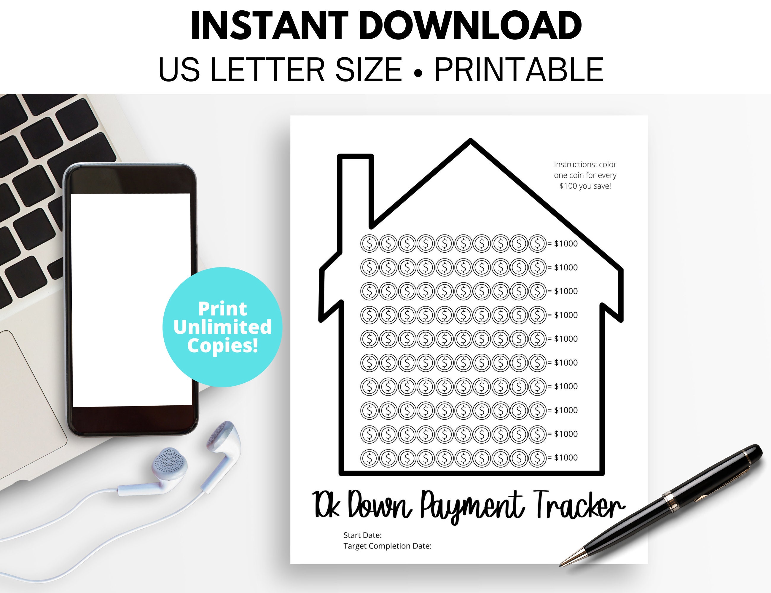 10k House Savings Tracker - Etsy