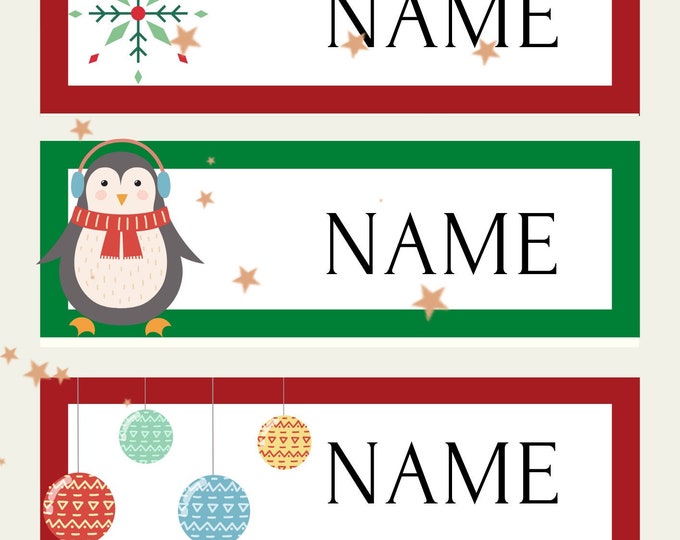 Classroom Name Tags Label Christmas Themed Classroom Printable - Etsy