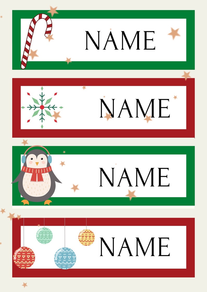 EDITABLE Christmas Name Tags Printable Classroom Nametags Elementary
