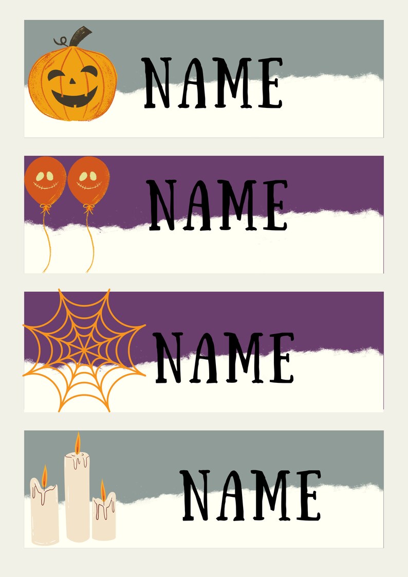 EDITABLE HALLOWEEN Name Tags Printable Classroom Nametags Elementary ...