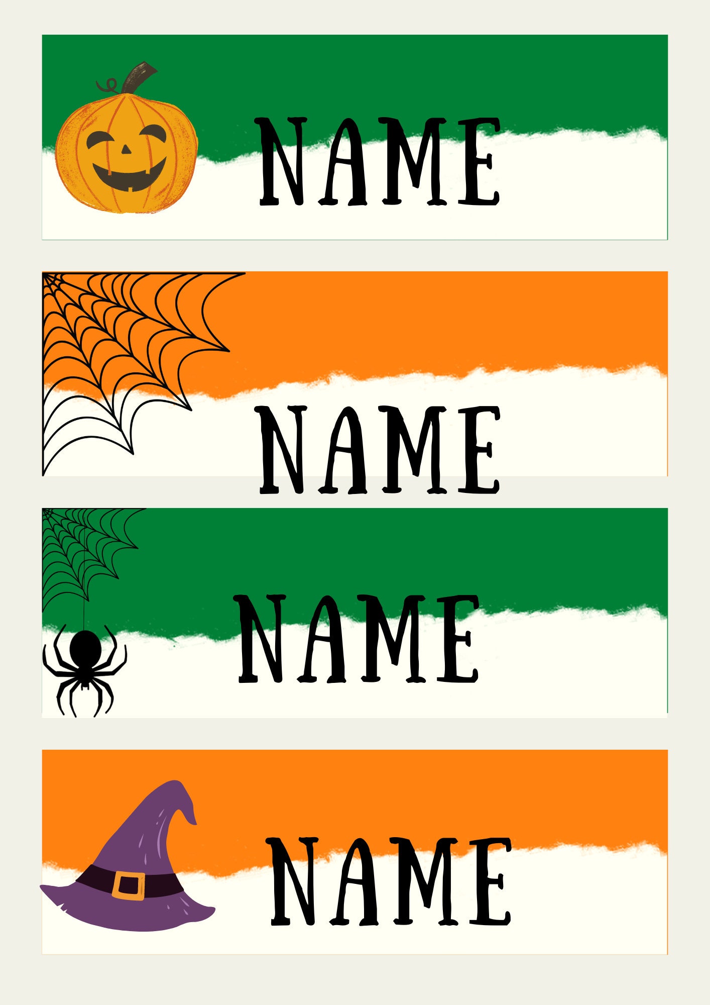 EDITABLE HALLOWEEN Name Tags Printable Classroom Nametags Elementary ...