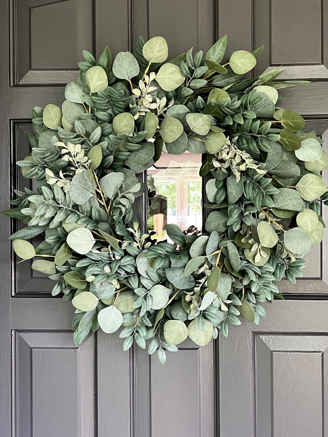 Mixed Eucalyptus Greenery Wreath for Front Door Modern Farmhouse Home ...