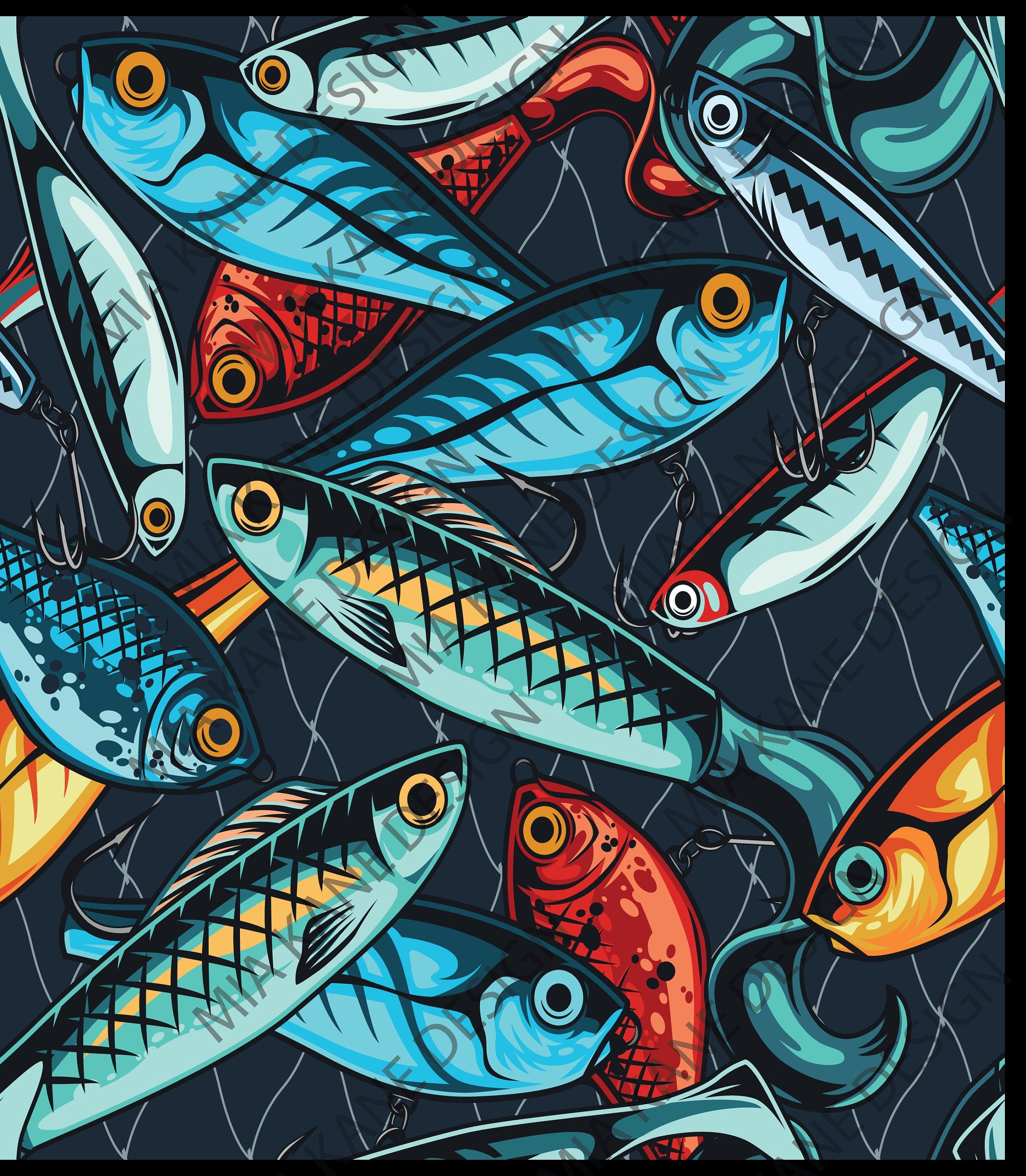 Fishing Lures Tumbler Sublimation Designs PNG, Fishing Lure Tumbler ...