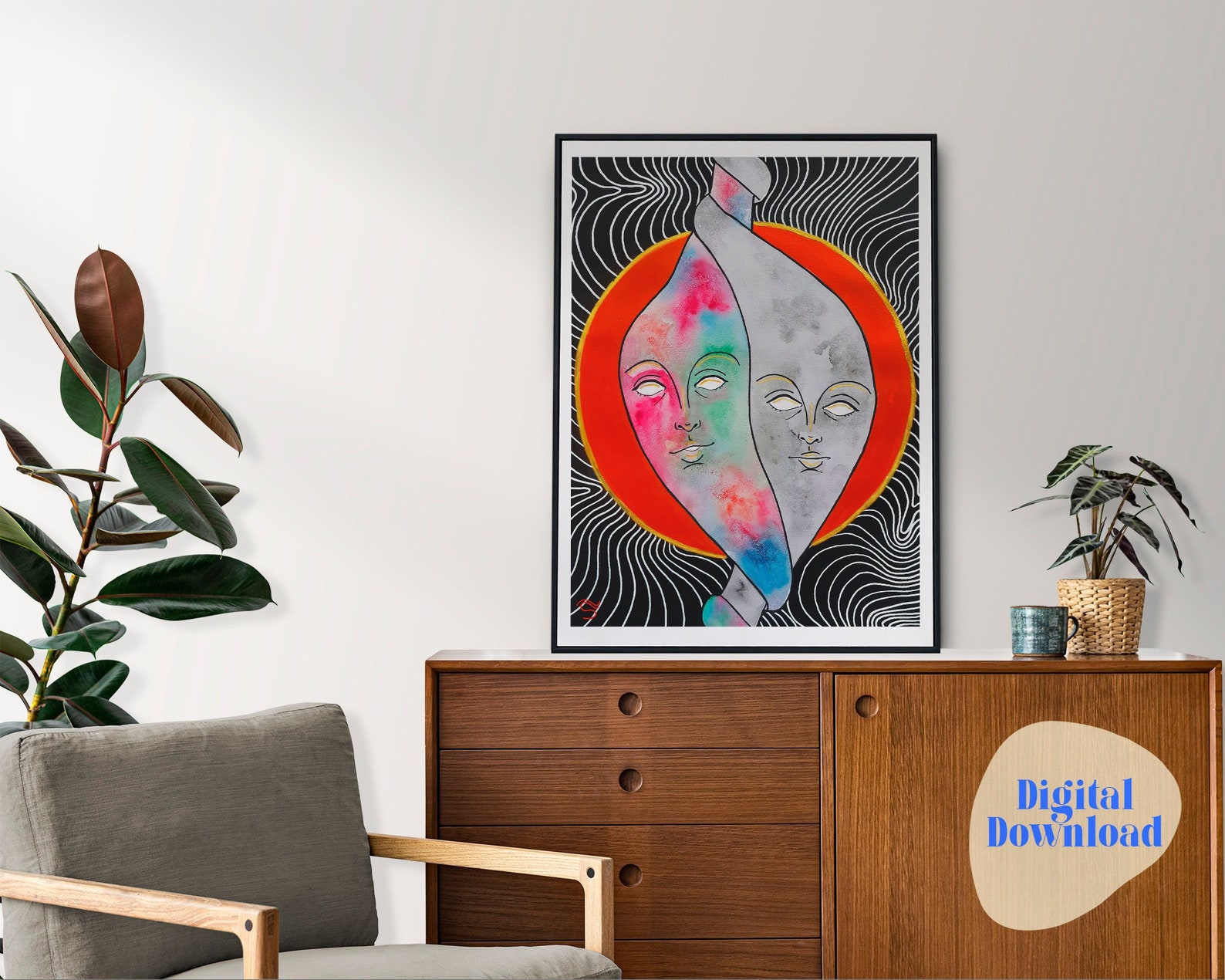 Soul Friends - Bold Contemporary Psychedelic Colorful Printable ...