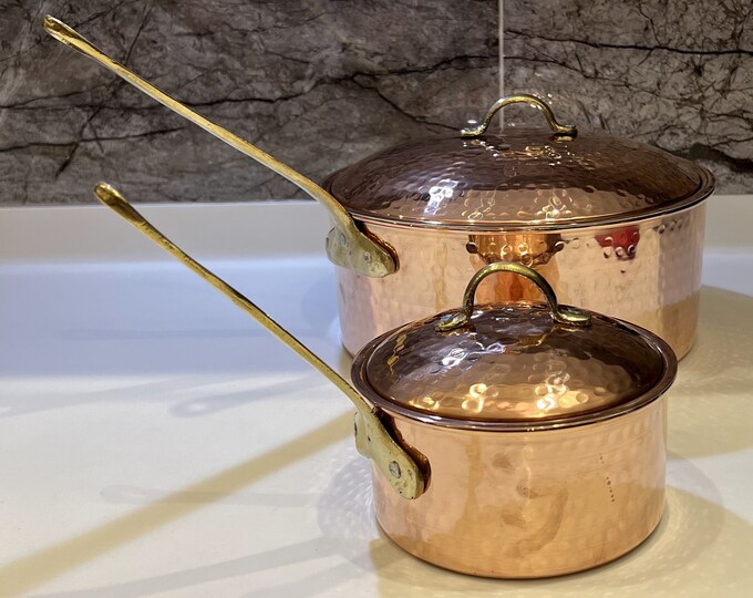 Handcrafted Italian Copper Hammered Saucepan or Cookware With Lid,tin ...