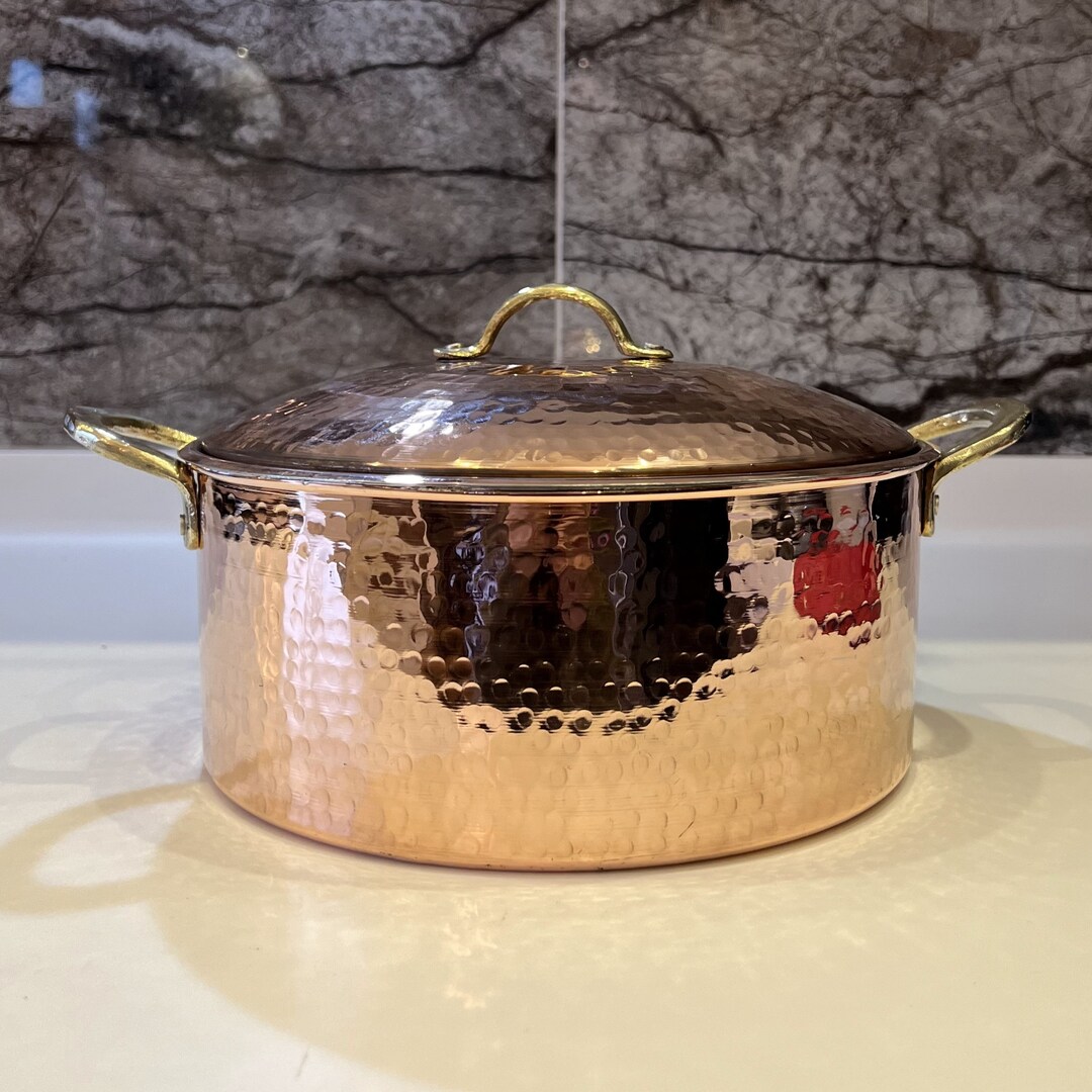 Handcrafted Italian Copper Deep Cooking Pots With Lid-6 Size Options ...