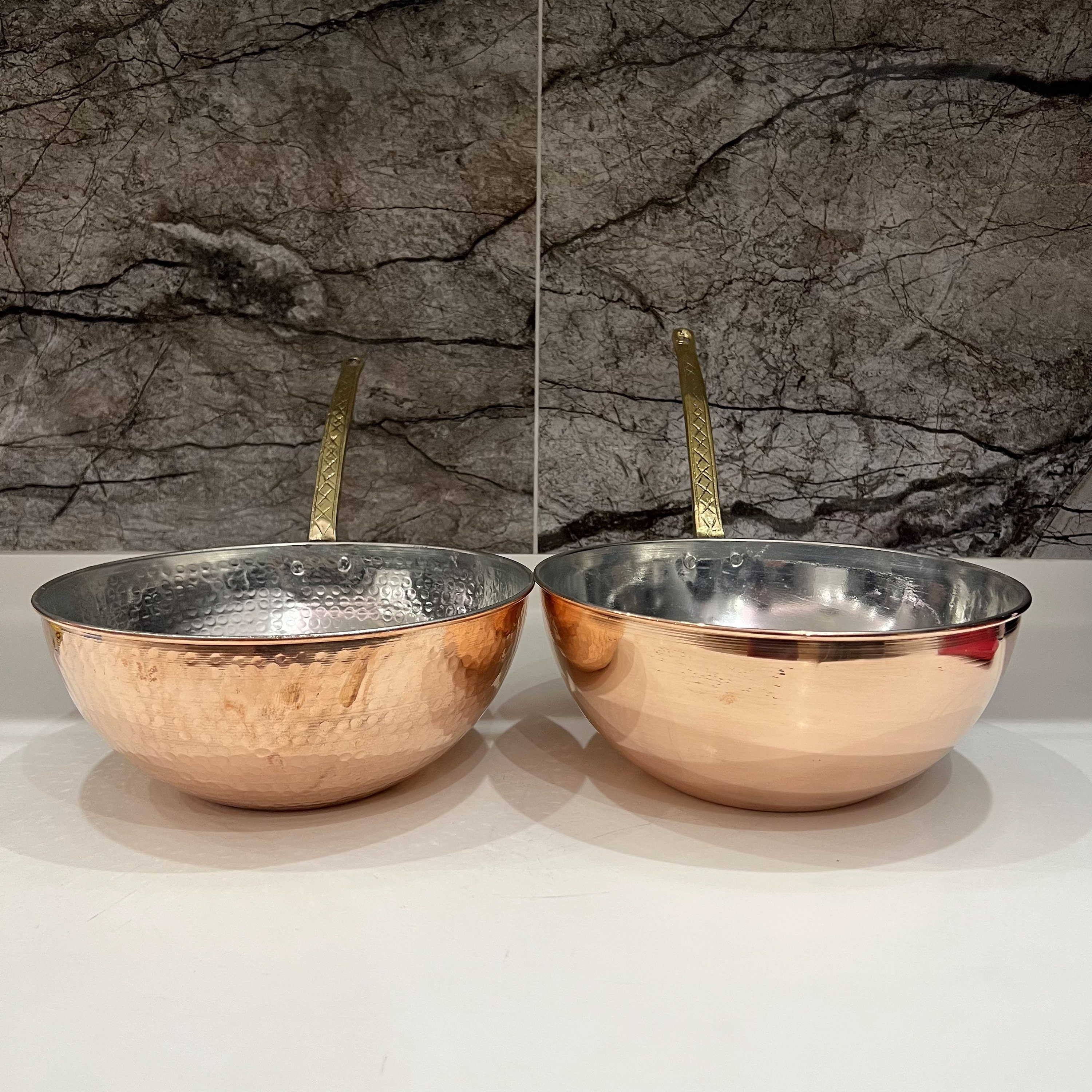 Handcrafted Italian Copper Hammered Wok Pan-hammered and Smooth,tin ...