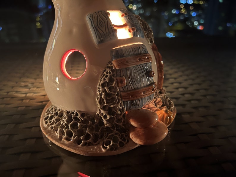 Handcrafted Ceramic Mushroom House With Pumpkins Tealight - Etsy