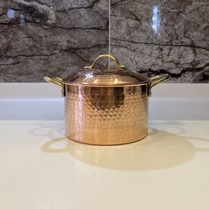 Handcrafted Italian Copper Deep Cooking Pots With Lid-6 Size Options ...